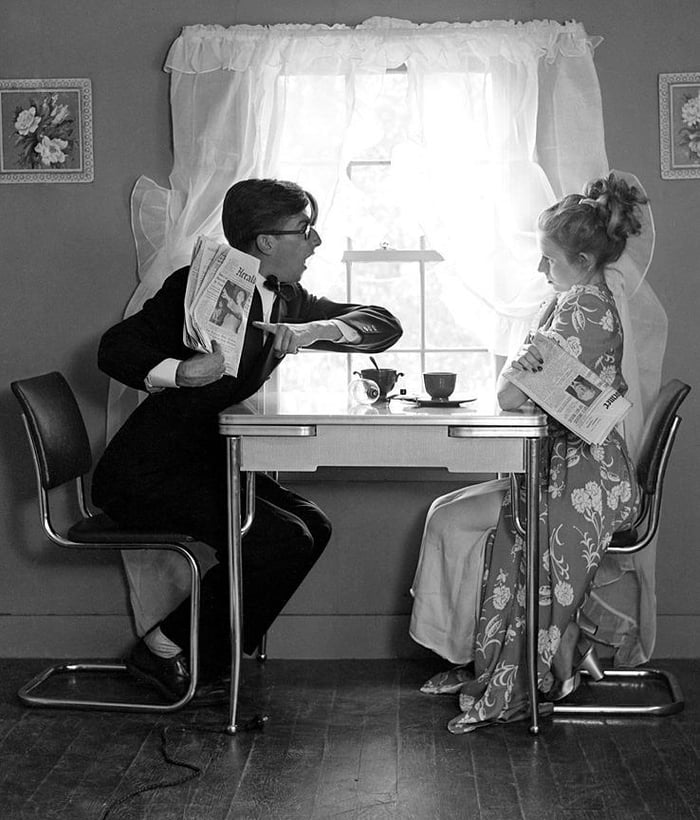 Reference photo for Norman Rockwell's "The Great Debate" 1948 - 9GAG