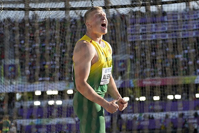 Lithuanian Mykolas Alekna broke world discus throw record. He threw 74,35m and broke the record ...