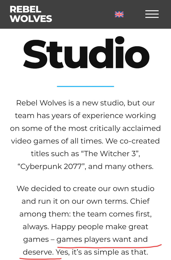 Rebel Wolves - this is the new studio that many of the developers from ...