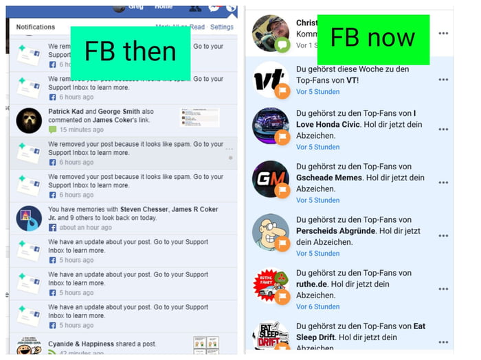 Facebook then / now - 9GAG