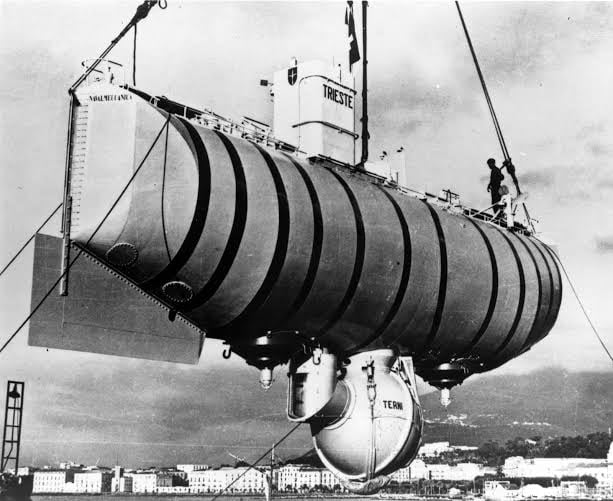 Trieste (bathyscaphe) reached a record depth of about 10,911 meters ...