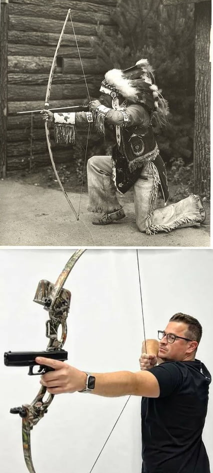American hunters then and now. - 9GAG
