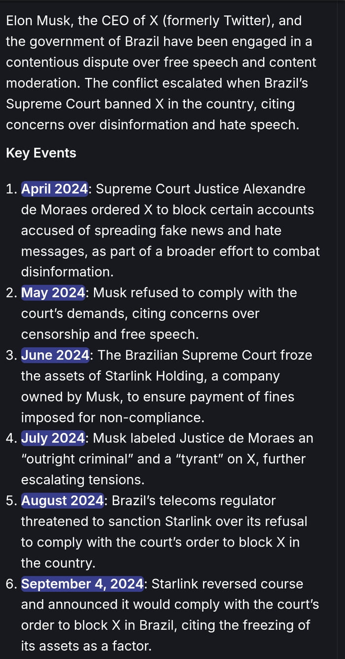 Timeline of events between Musk and Brazil - 9GAG