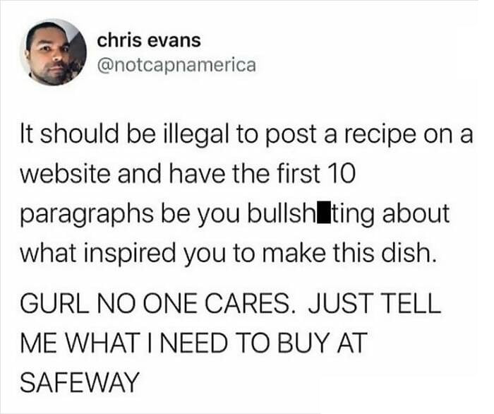 Just give me the ingredients list already - 9GAG