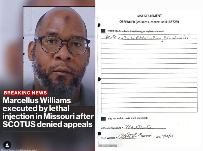 RIP-The last statement of Marcellus Williams who was executed by the ...