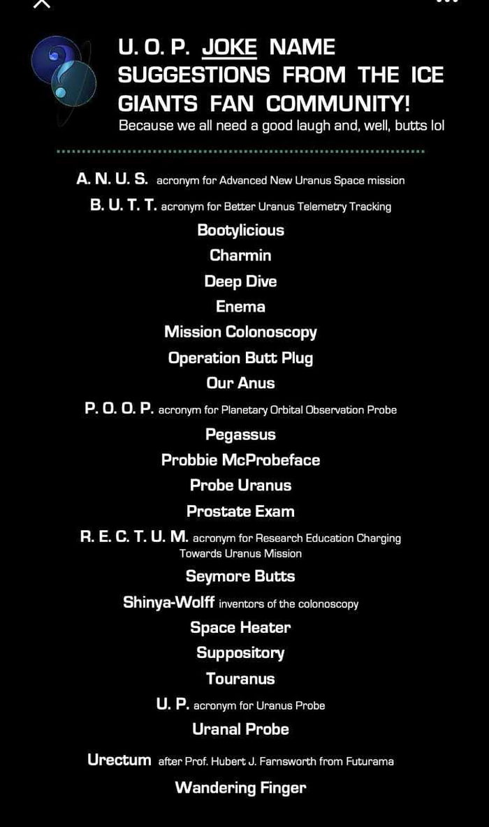 Someone asked for people to name the mission to Uranus - 9GAG