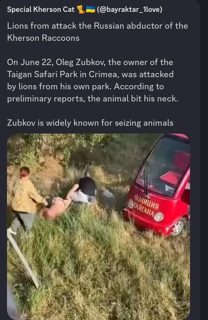 Oleg Zubkov who stole raccoons in Kherson was bitten by a lion in his ...