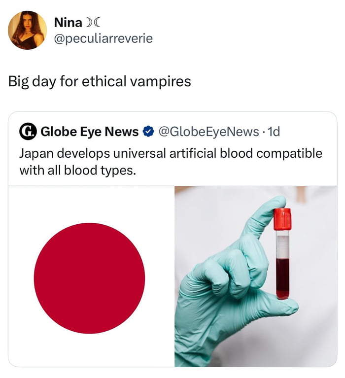 Vampire-friendly blood is here - 9GAG