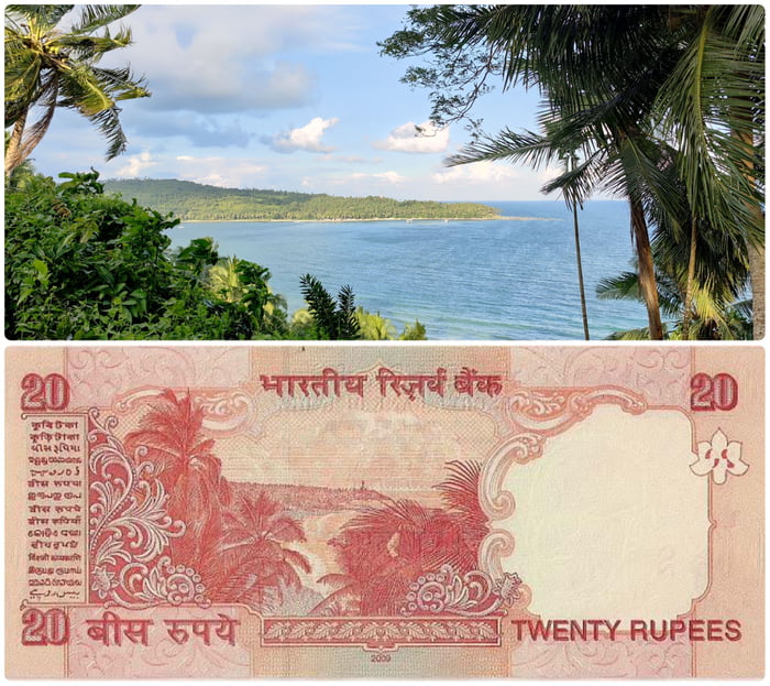 This Scene printed on old 20 rupees note is from my hometown, Andaman ...