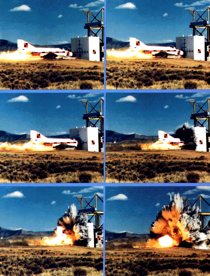 In 1988, an F-4 Phantom was fired into a concrete wall at 500mph on a ...