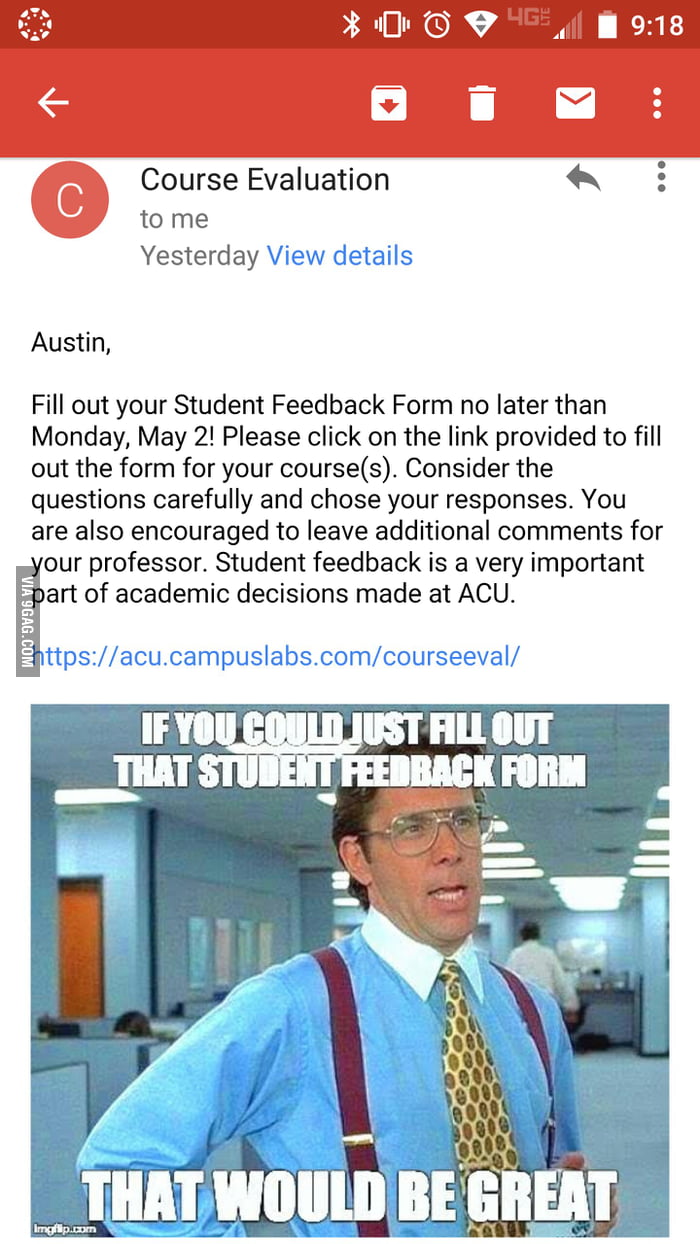 My University included a meme in the mass email to all students. Even ...
