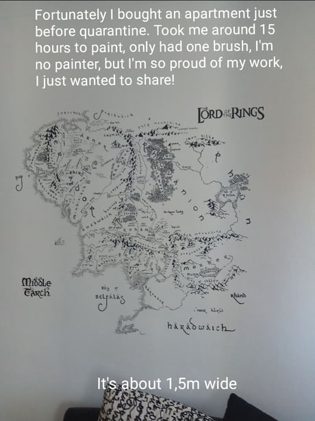 Map of Middle Earth painted on my wall | Worth to watch