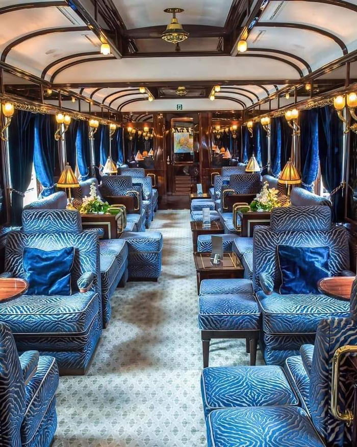 The interior of the Orient Express. This long-distance passenger train ...