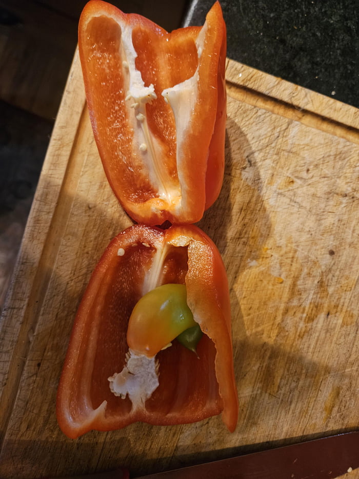 A pepper growing inside a pepper - 9GAG