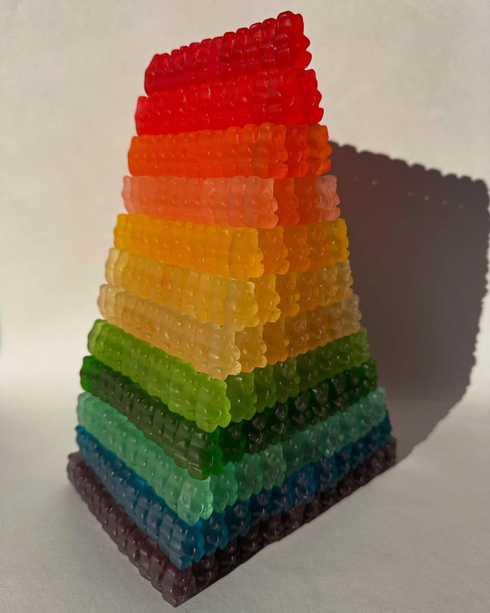 A pyramid made of gummy bears - 9GAG