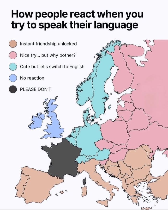 How Europe reacts when you attempt their language - 9GAG