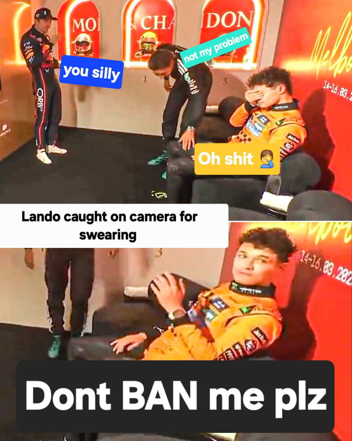 Lando caught on camera for swearing - 9GAG