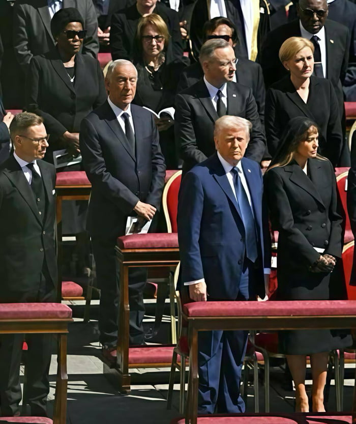 A black suit was the dress code at the Pope's funeral. Meanwhile, Trump ...