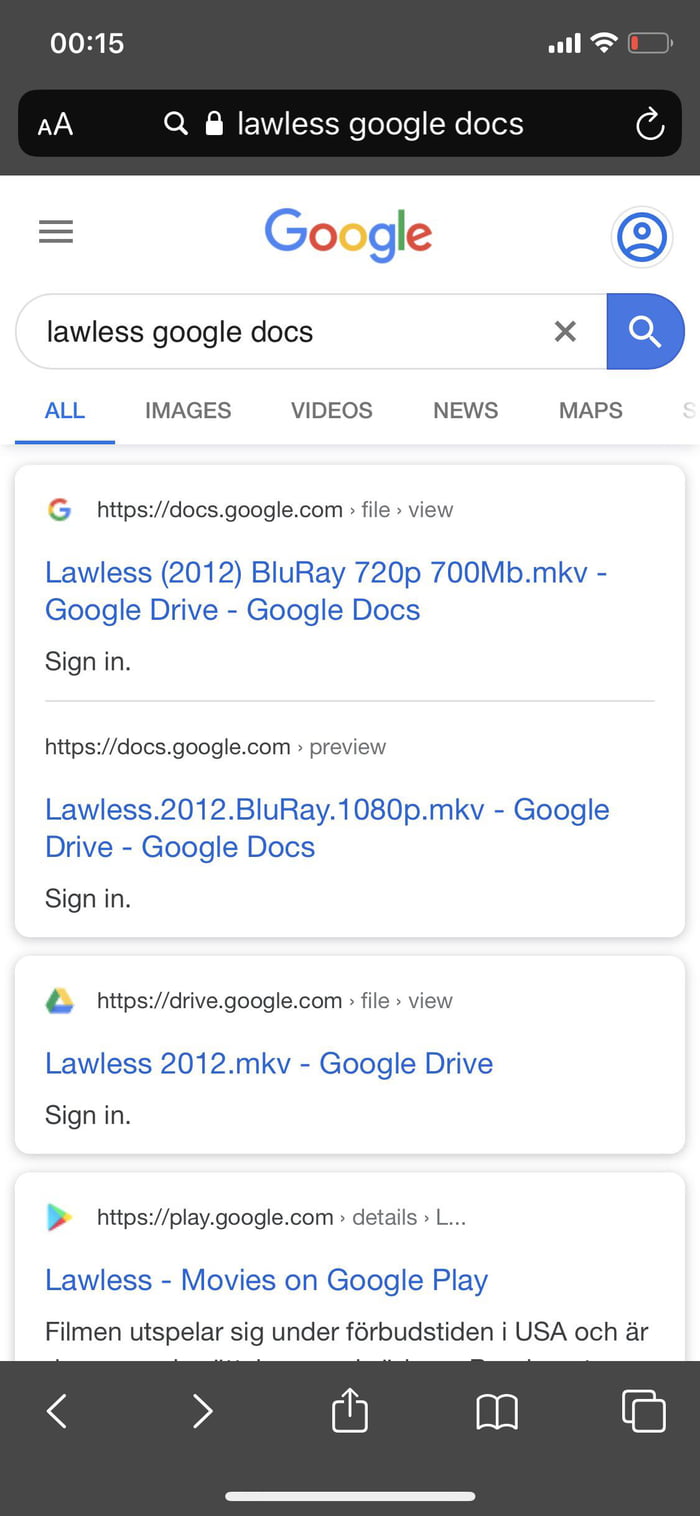 If you Google a movie title followed by «Google Docs» you can watch the movie for free. This ...