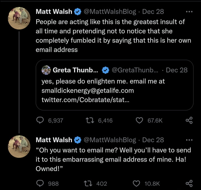 Your bearded hero, Matt Walsh, defending Andrew Tate from Greta with ...