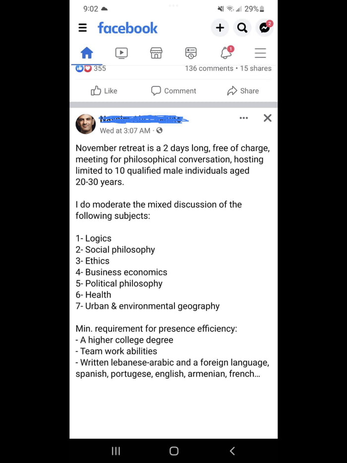 Hosting A “philosophical Discussion” “retreat” To Qualify You Need To