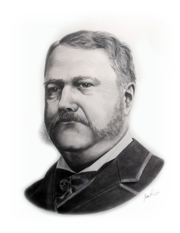 Pencil Portrait of President Chester A. Arthur that I drew - 9GAG