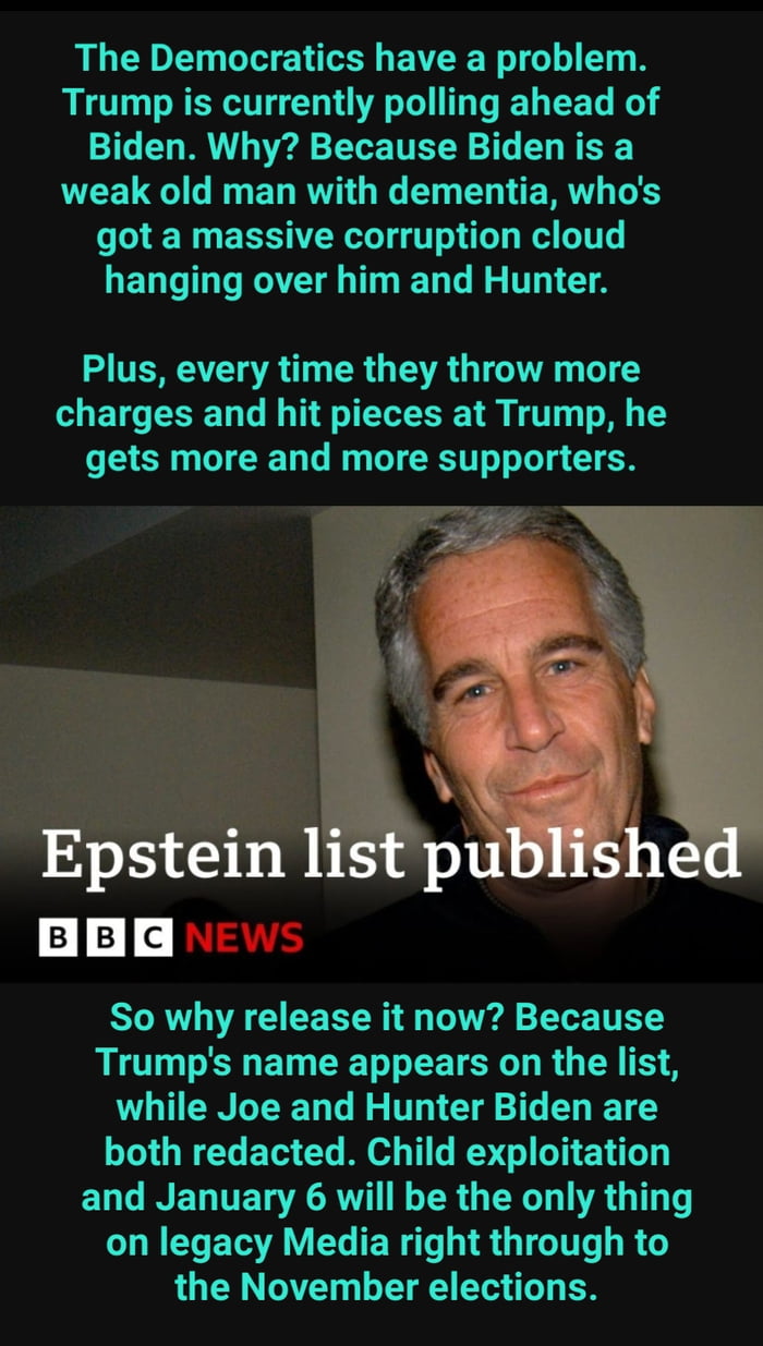 Anyone still wondering why the Epstein List is suddenly being released ...
