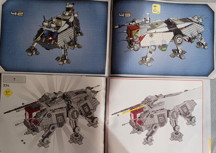 Evolution of Lego Instructions, the 2003 AT-TE had 43 steps on 55 pages ...