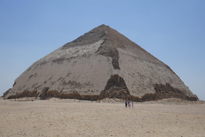 The Bent Pyramid (c. 2600 BC) in Egypt with its original polished ...