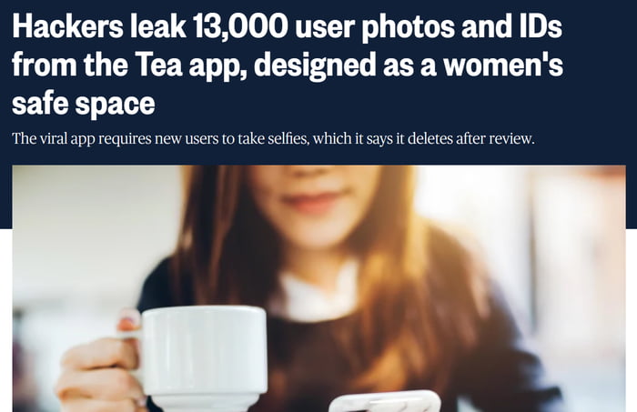 Tea is an app for women by women that allows women to talk s#it about men anonymously. It got ...