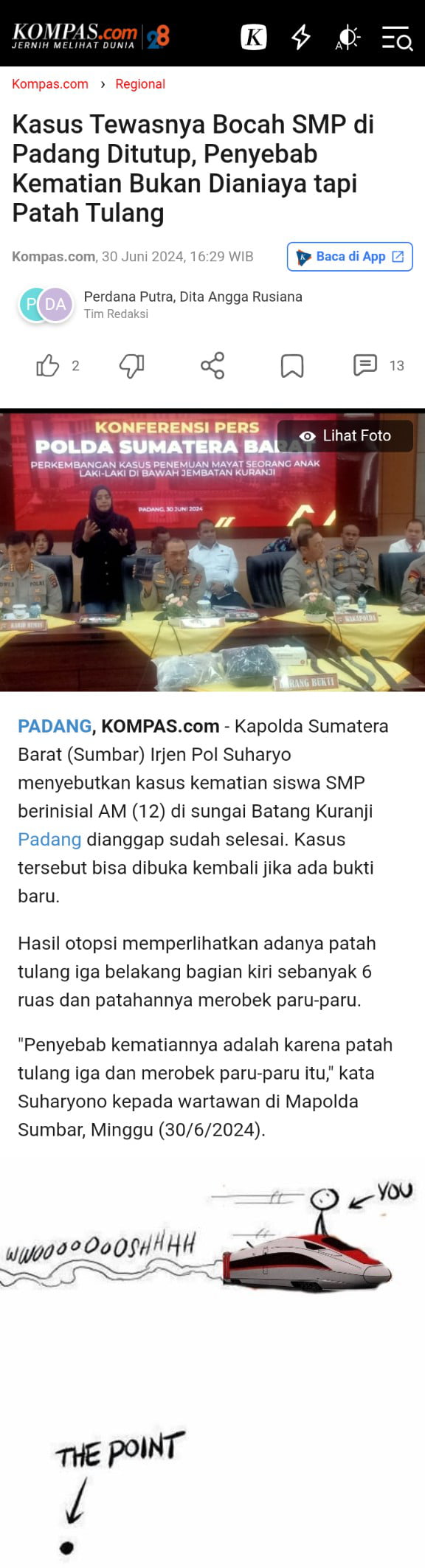 Oh karena patah tulang. Kok bisa pak, patah tulang iga sampe nusuk paru-paru gitu? - 9GAG