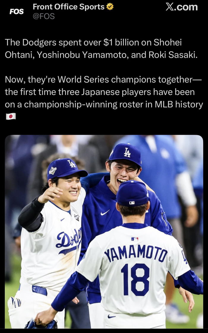 Dodgers making history with a billion-dollar Japanese trio - 9GAG
